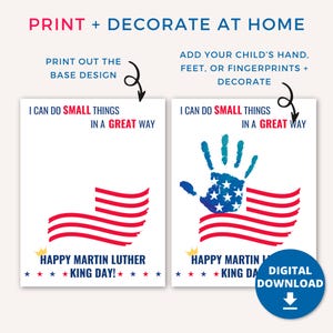 Martin Luther King Day Handprint Art, MLK Handprint Craft, Printable ...