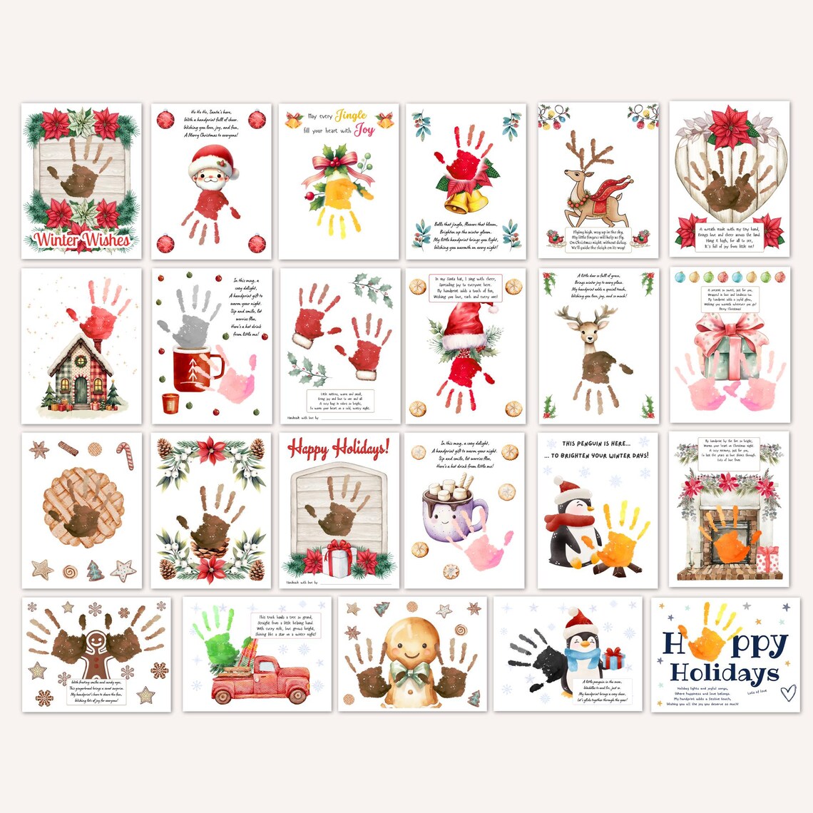 Winter Handprint Craft Bundle, Winter Handprint Art Printable for ...