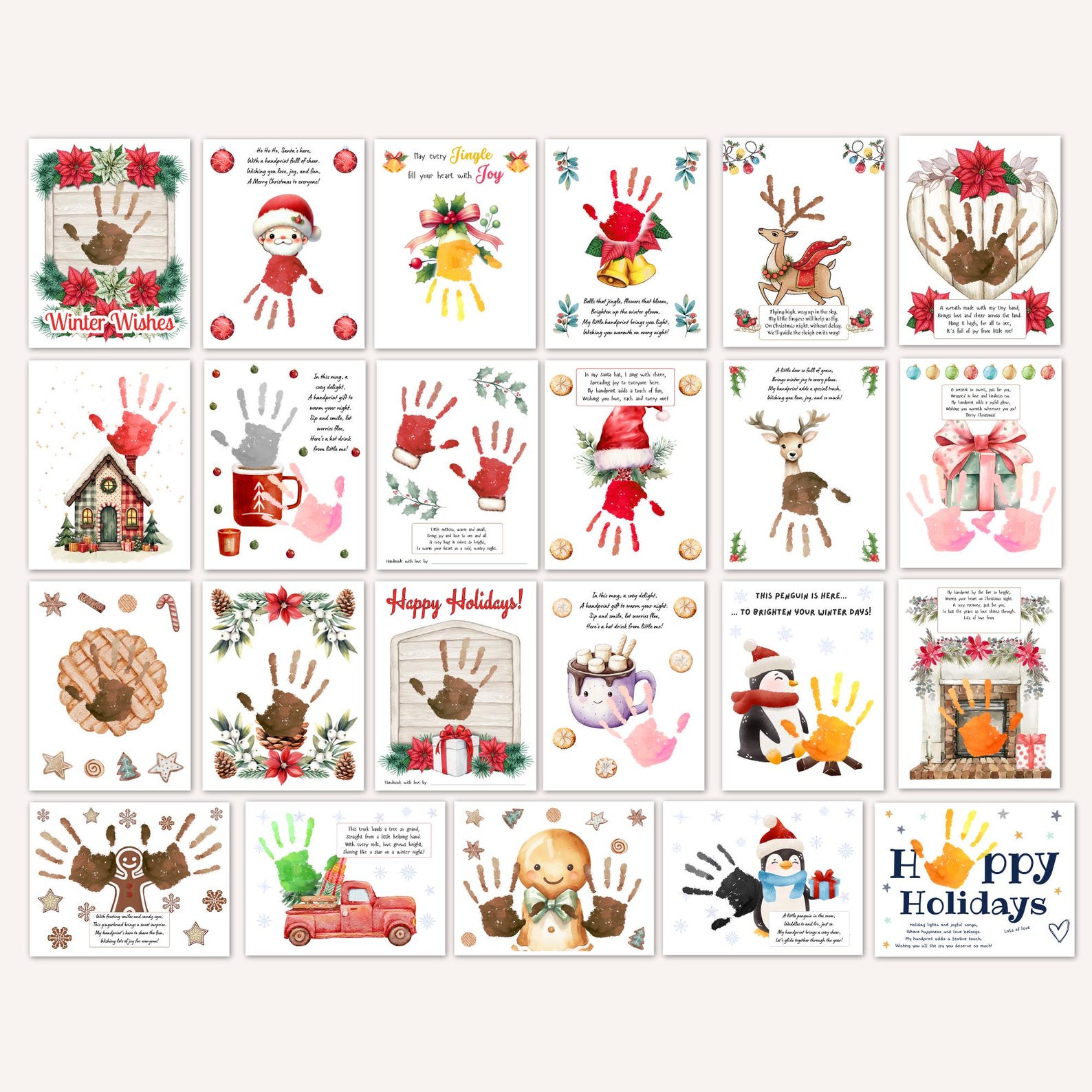 Winter Handprint Craft Bundle, Winter Handprint Art Printable for ...