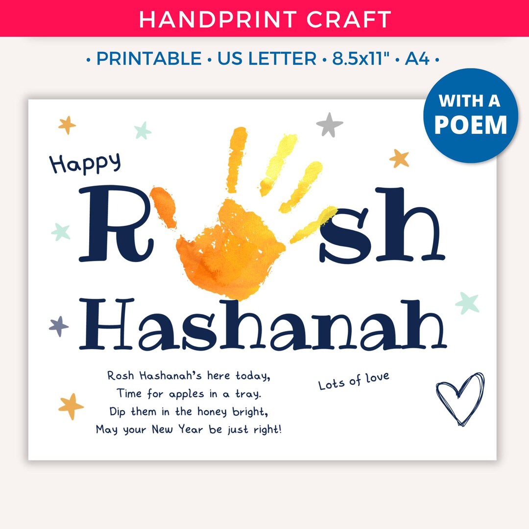 Rosh Hashanah Handprint Printable Craft, Shana Tova Handprint Art ...