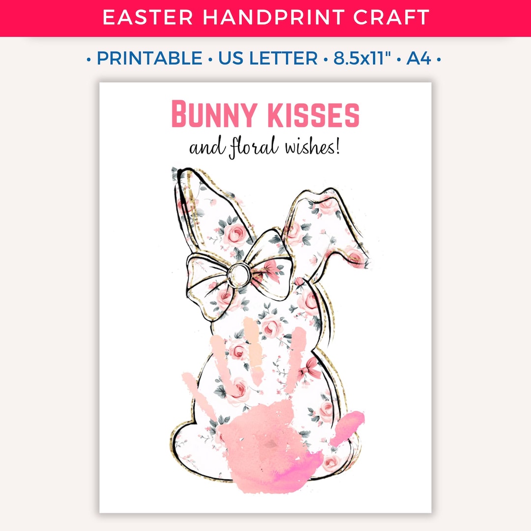 Easter Bunny Handprint Art Craft, Easter Bunny, Spring Handprint, DIY ...