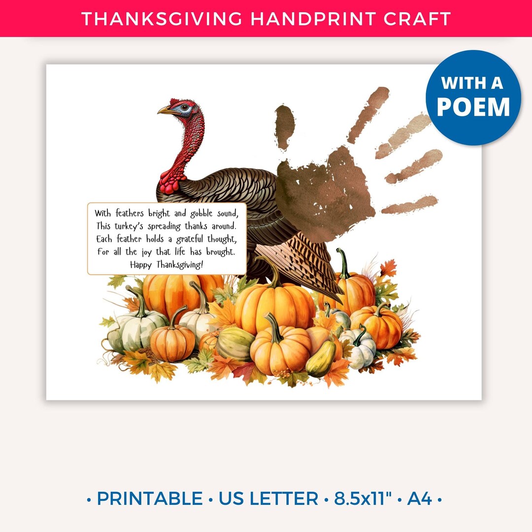 Turkey Thanksgiving Handprint Craft, Thanksgiving Handprint Art ...