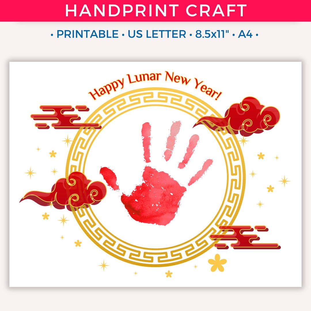 Lunar New Year Handprint Printable Craft 2025, Chinese New Year ...