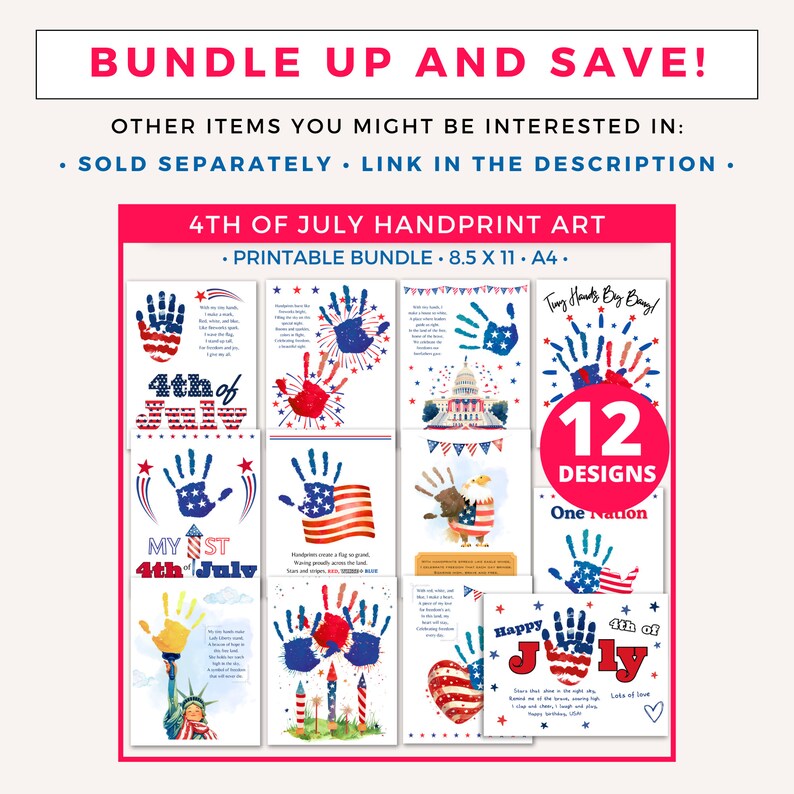 4th of July Handprint Printable Craft, 4th of July Handprint Art ...