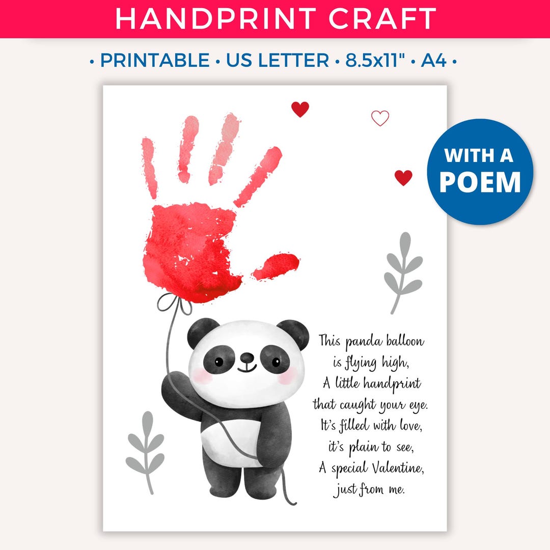 Valentine Day Handprint Printable Craft, Valentines Day Craft Activity ...