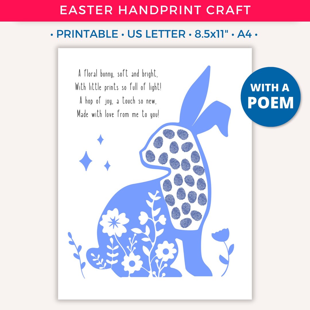 Easter Handprint Art Craft, Easter Bunny Fingerprint, Spring Handprint ...