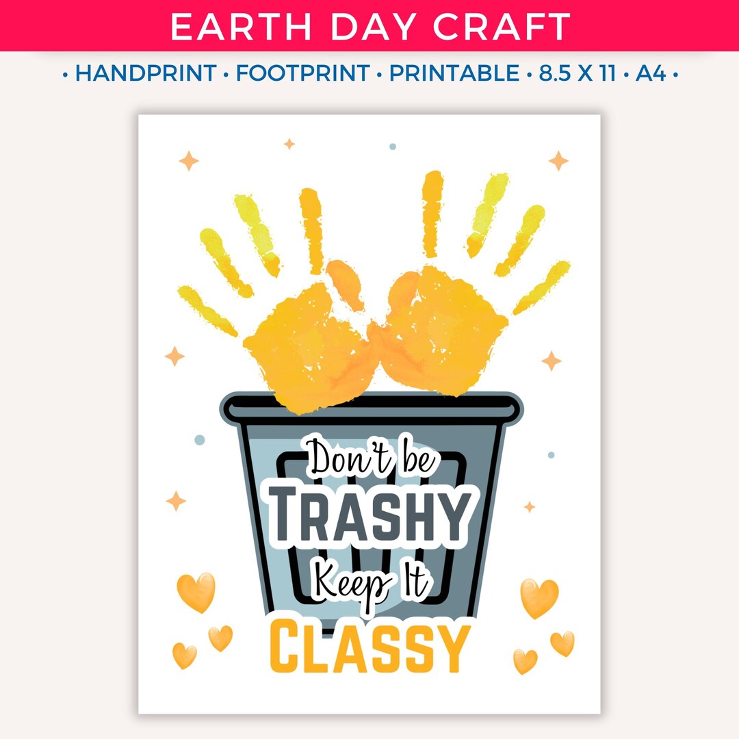 Earth Day Handprint Art Craft, Printable Earth Day Craft Activity for ...
