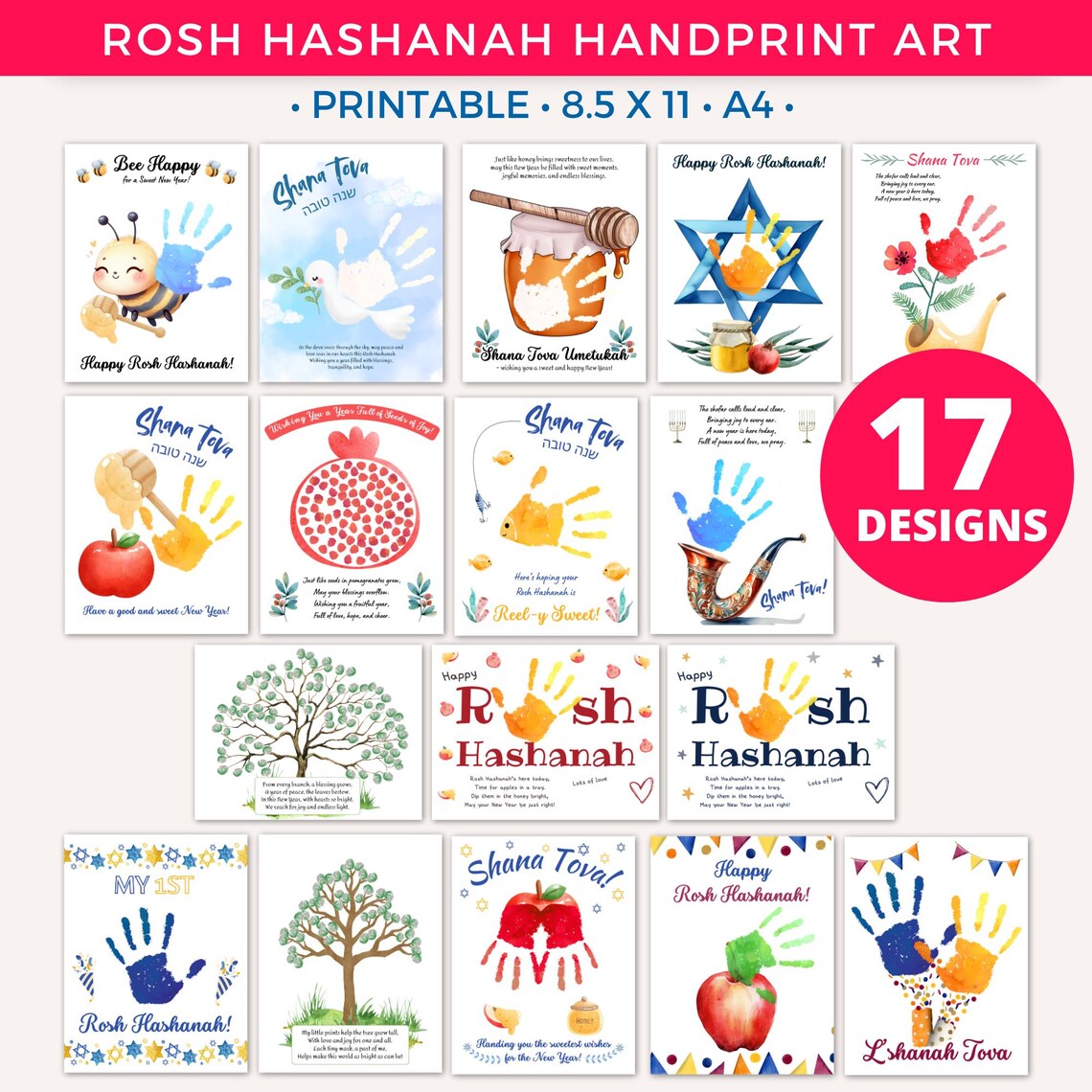 Rosh Hashanah Handprint Printable Craft Bundle, Shana Tova Handprint ...