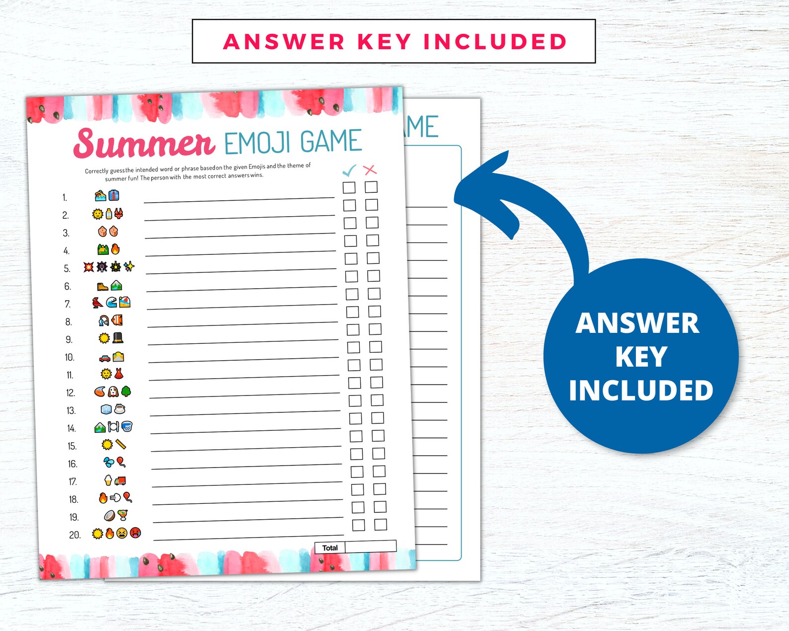 Summer Emoji Game, Summer Activities, Summer Printable Games for Family ...