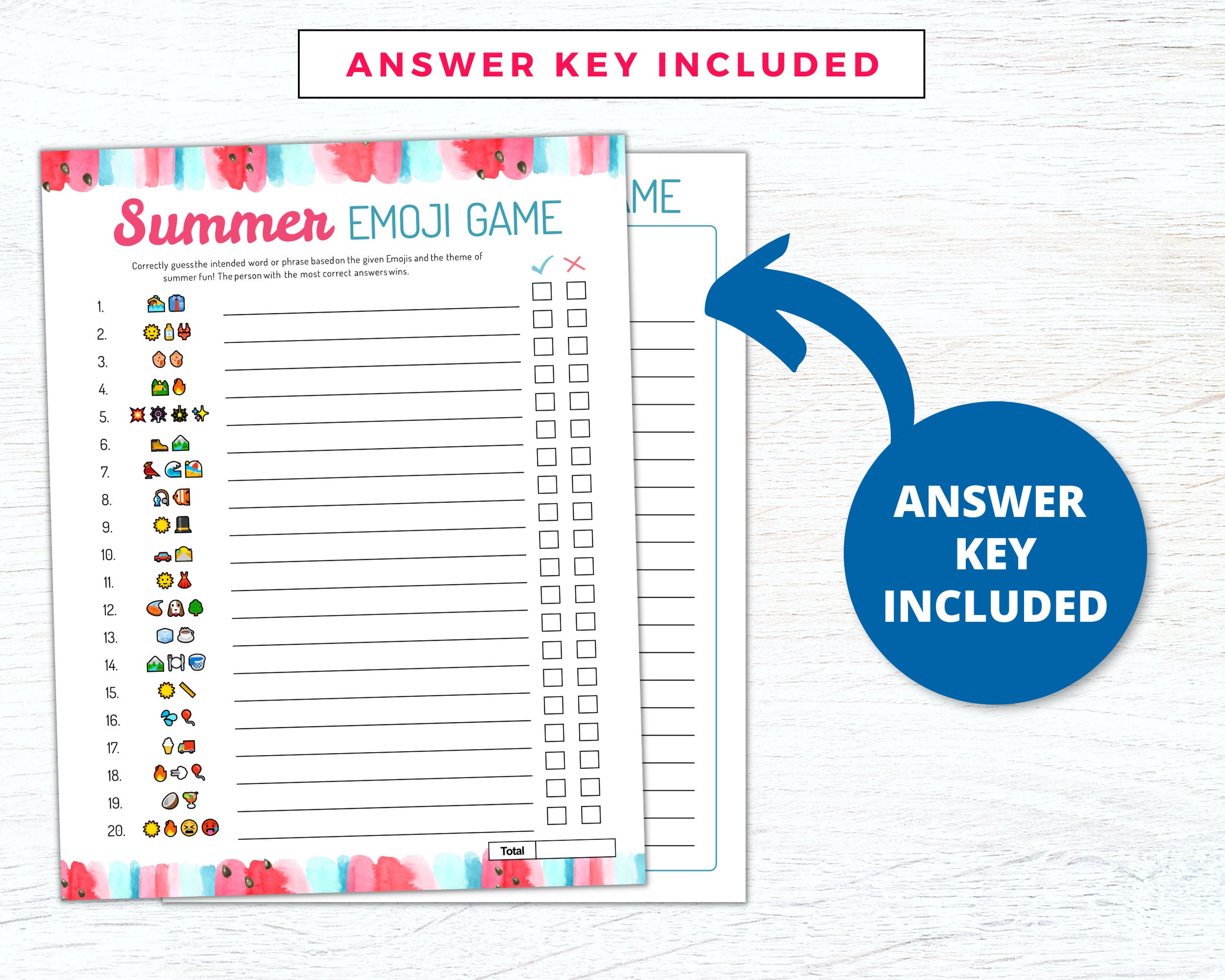 Summer Emoji Game, Summer Activities, Summer Printable Games for Family ...