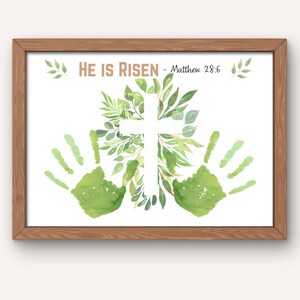 Easter Handprint Art Craft for Kids, Easter Printable He is Risen ...