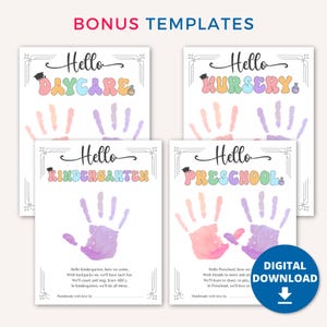 First Day of Preschool Handprint Printable Craft, Back to School ...