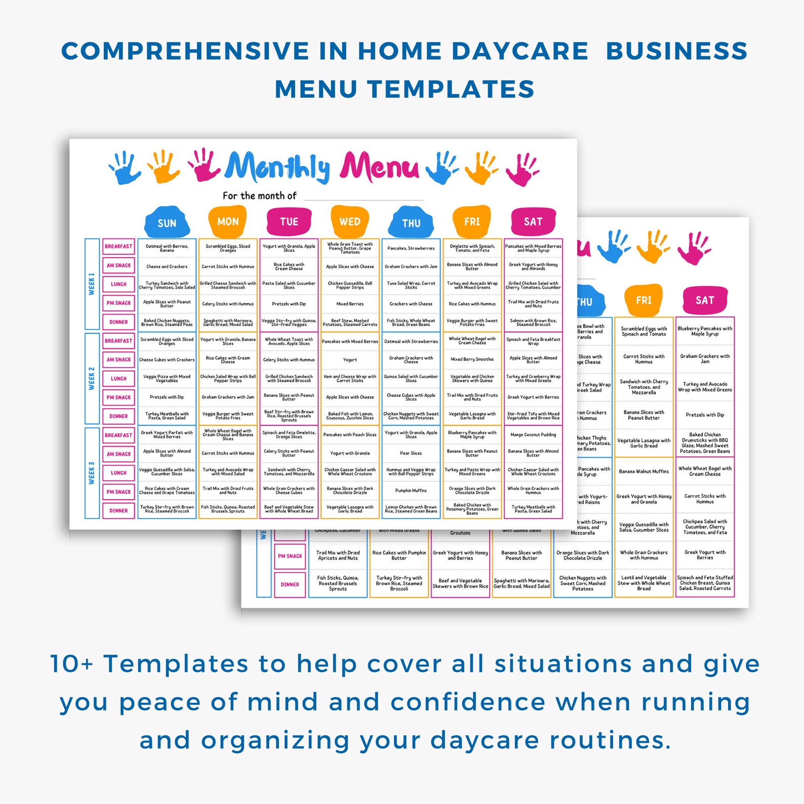 Editable Daycare Monthly Menu Template, in Home Daycare Daily Schedule ...