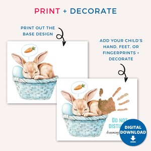 Spring Handprint Craft, Printable Easter Bunny Handprint Art for Kids ...