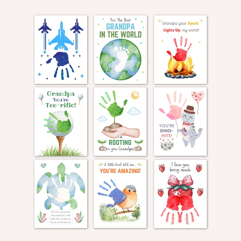 Grandpa Handprint Birthday Card Craft, Handprint Art DIY Birthday Gift ...