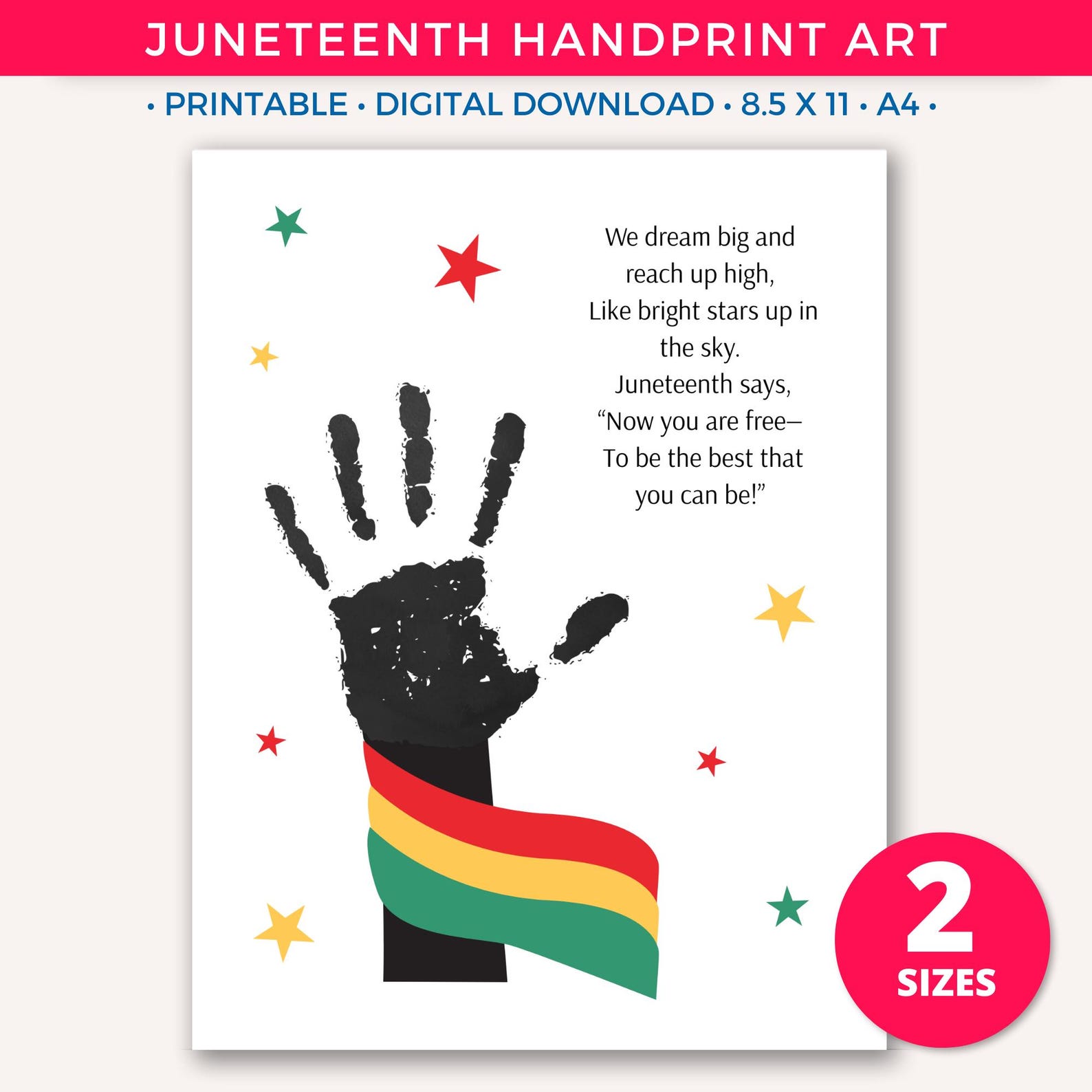 Juneteenth Handprint Printable Craft, Juneteenth Handprint Art, June ...