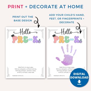 First Day of Preschool Handprint Printable Craft, Back to School ...