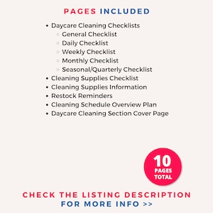 Daycare Cleaning Schedule Checklist, Editable Checklist Forms, in Home ...