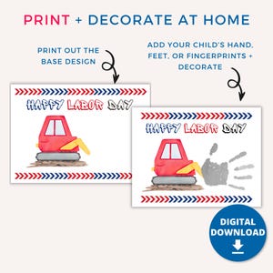 Labor Day Handprint Printable Craft, Labor Day Handprint Art, Patriotic ...