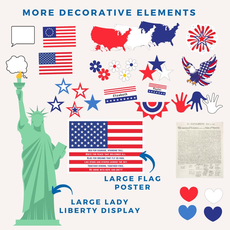 Patriotic Bulletin Board Kit, 4th of July, Memorial Day, Labor Day ...