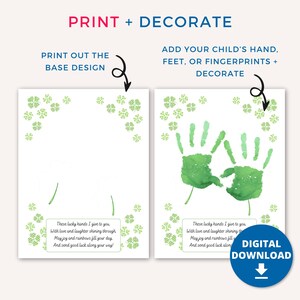 St Patricks Day Handprint Craft Clover, Printable St Patrick Handprint ...