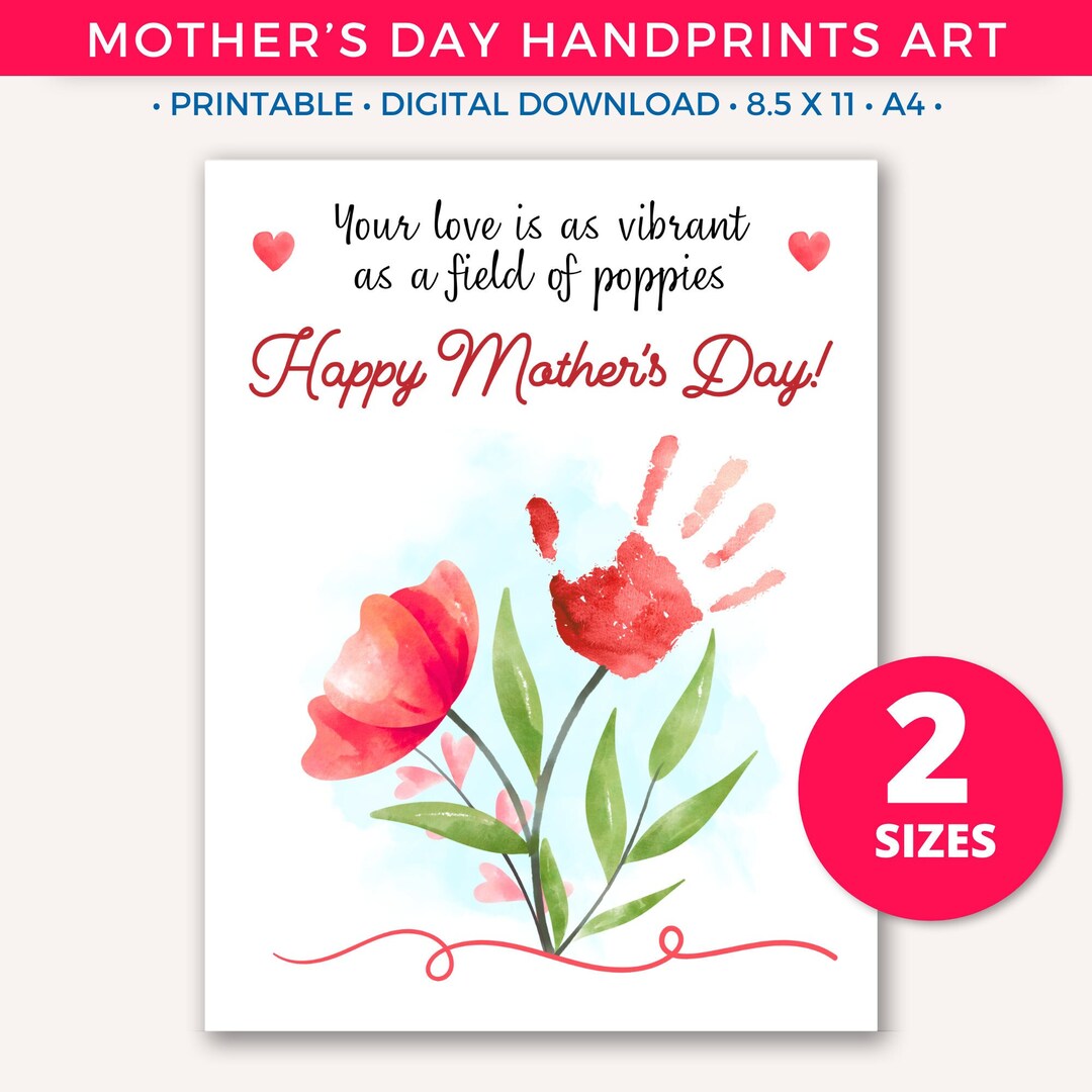 Printable Mothers Day Handprint Art, Footprint Craft Gift for Mom ...