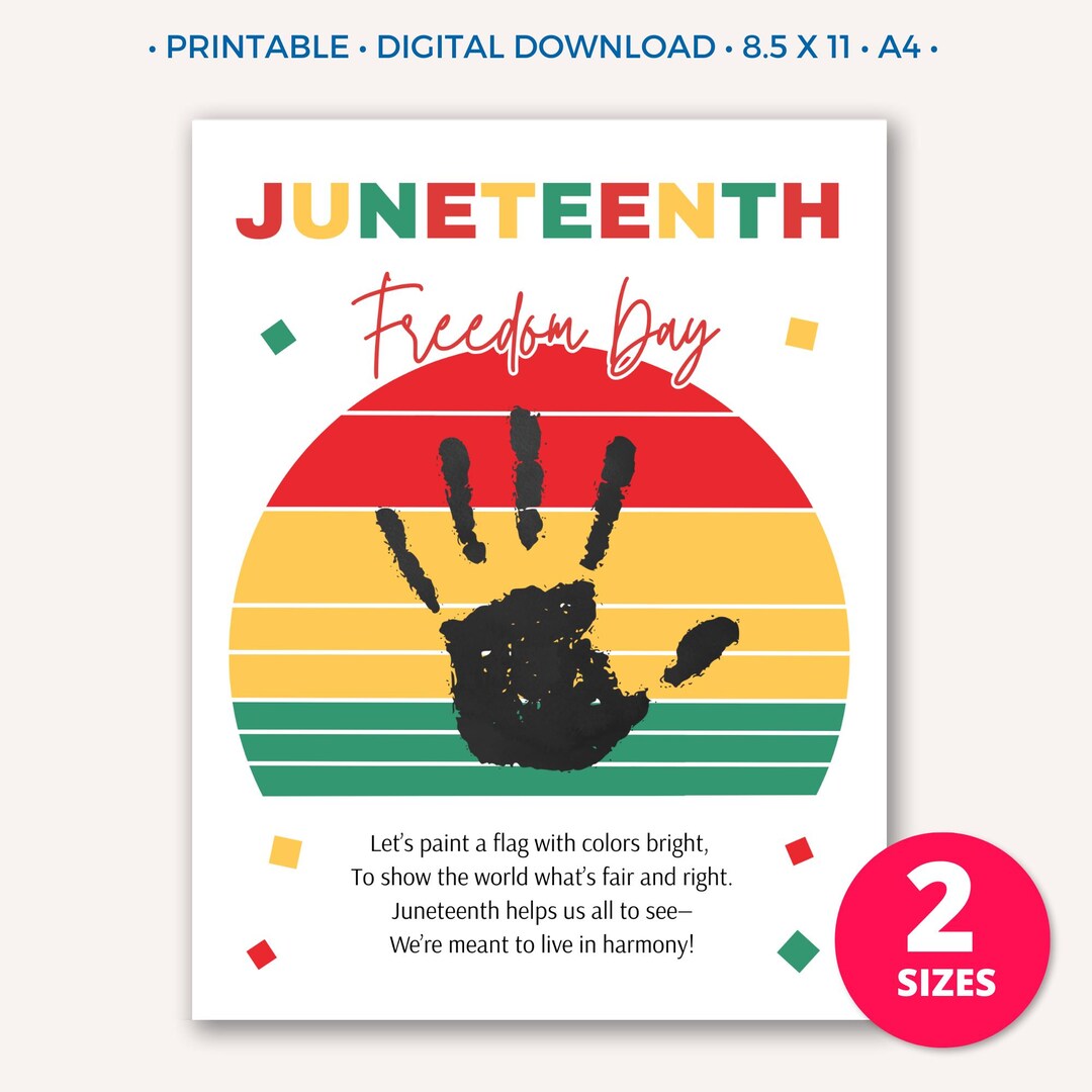Juneteenth Handprint Printable Craft, Juneteenth Handprint Art, June ...