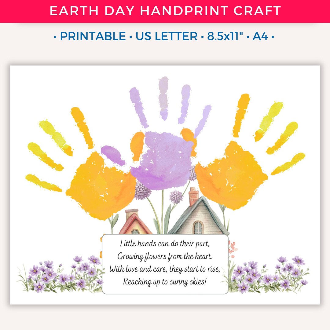Earth Day Handprint Art Craft for Kids Toddlers, Printable Handprint ...