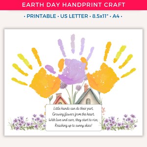 Earth Day Handprint Art Craft for Kids Toddlers, Printable Handprint ...