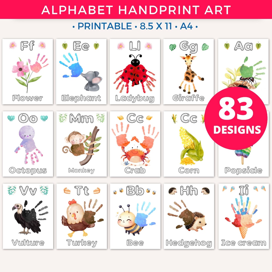 ABC A-Z Alphabet Handprint Book Printable, Alphabet Handprint Craft Art ...