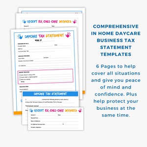 Home Daycare Tax Statement Forms, Daycare Tax Tracking for Year End ...