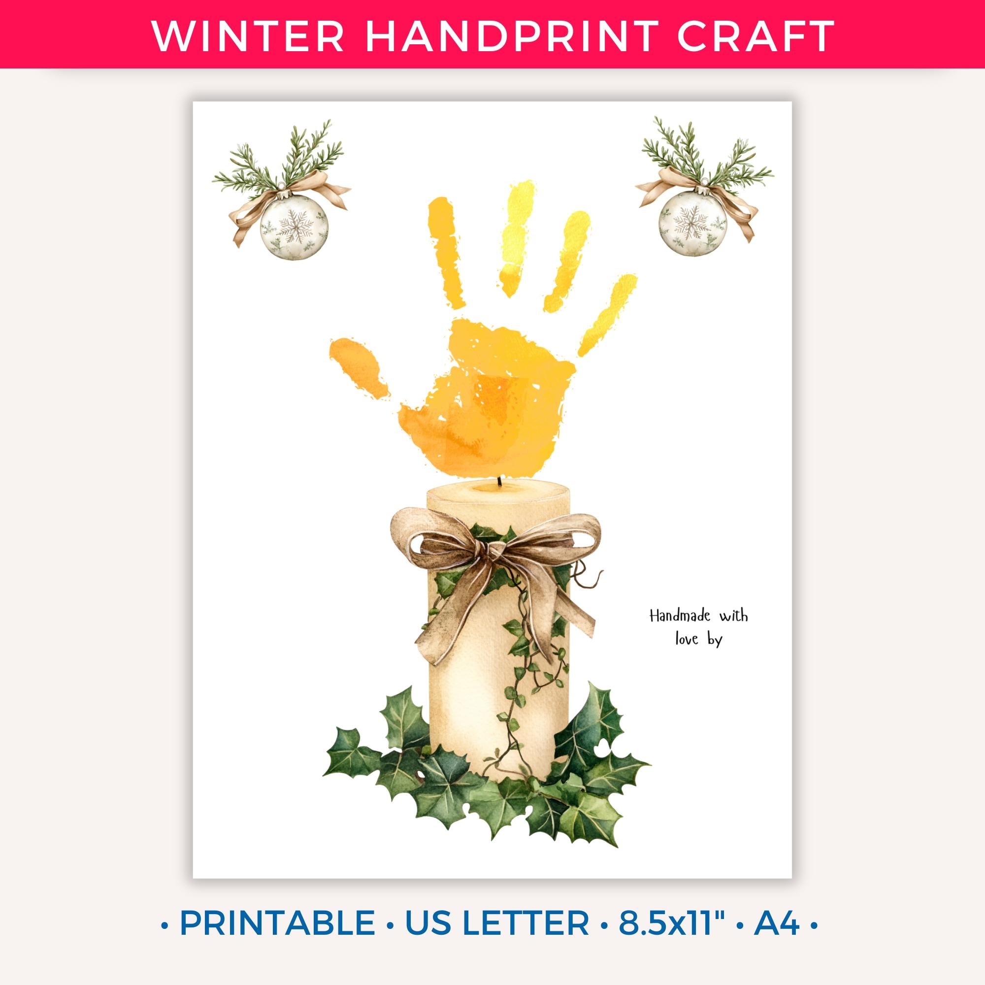 Christmas Handprint, Christmas Printable Handprint Craft Art, Christmas ...