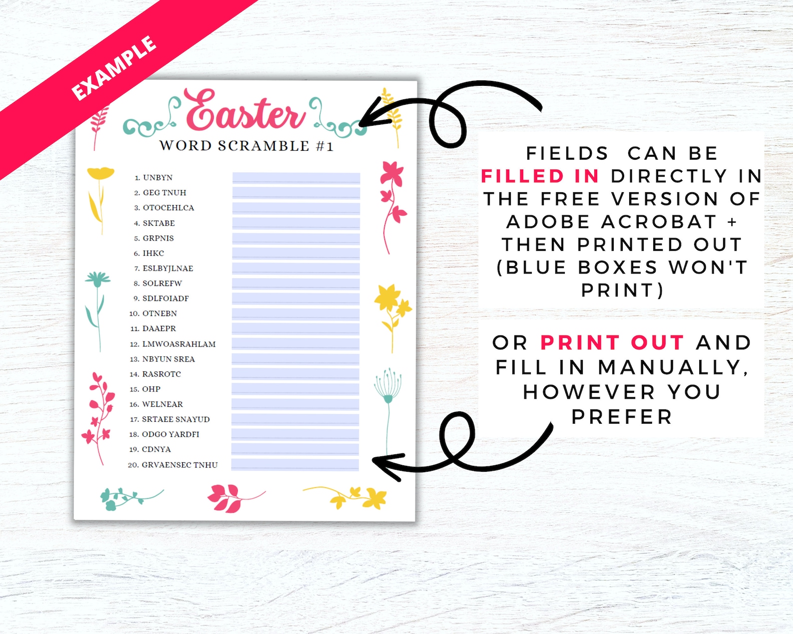 Easter Word Scramble Game, Easter Party Games, Printable Activity Games ...