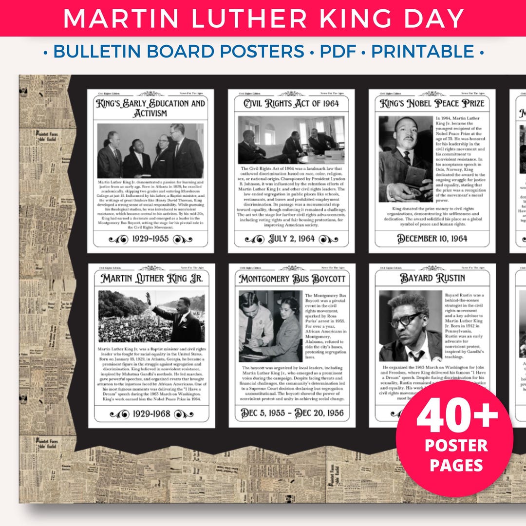 MLK Day, Martin Luther King Jr Day Bulletin Board Posters, Black ...