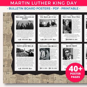 MLK Day, Martin Luther King Jr Day Bulletin Board Posters, Black ...