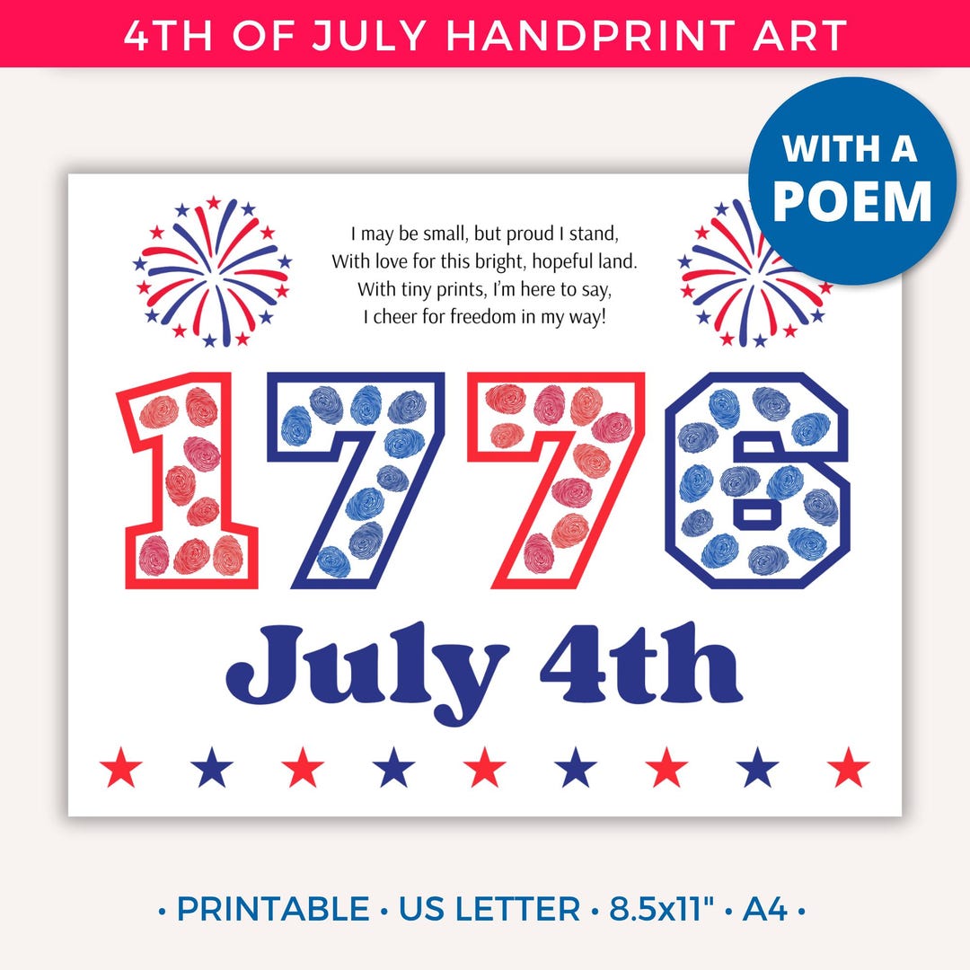 4th of July Handprint Printable Craft, 4th of July Handprint Art ...