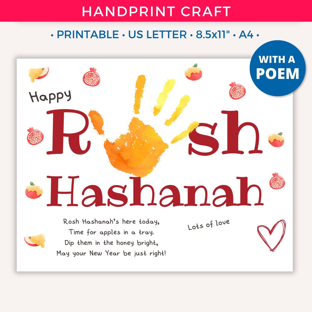 Rosh Hashanah Handprint Printable Craft, Shana Tova Handprint Art ...