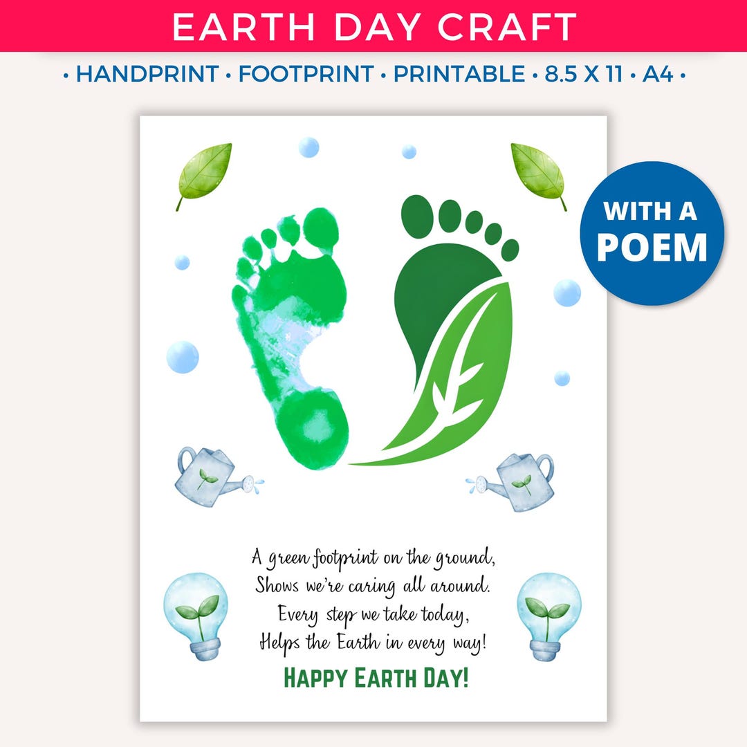 Earth Day Handprint Art Craft, Printable Earth Day Craft Activity for ...