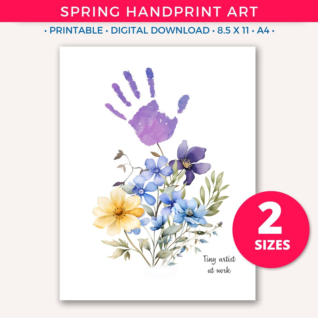 Spring Flower Handprint Bouquet Art Printable, Mothers Day DIY ...