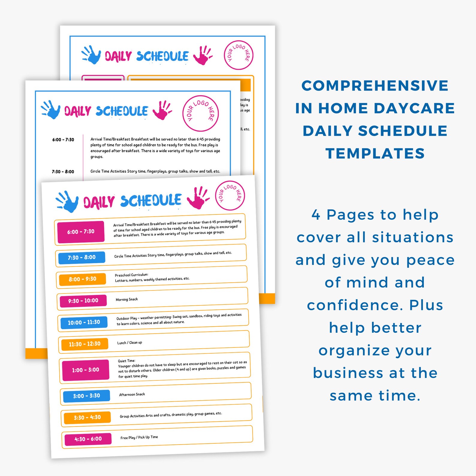In Home Daycare Daily Schedule Template, Toddler Schedule Template ...