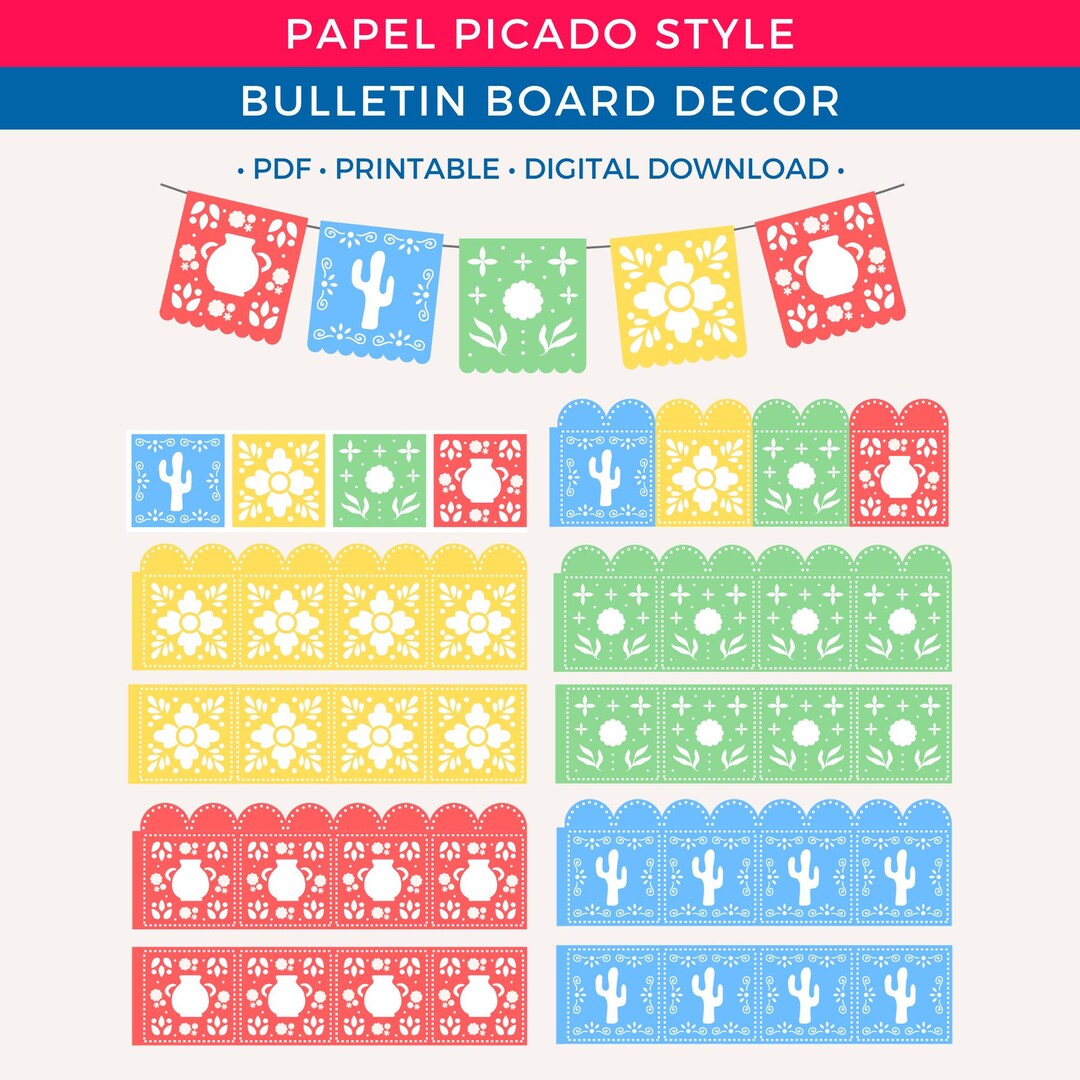 Papel Picado Bulletin Board Banners + Borders, Printable Hispanic ...