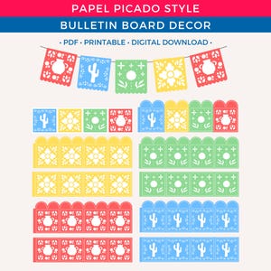 Papel Picado Bulletin Board Banners + Borders, Printable Hispanic ...