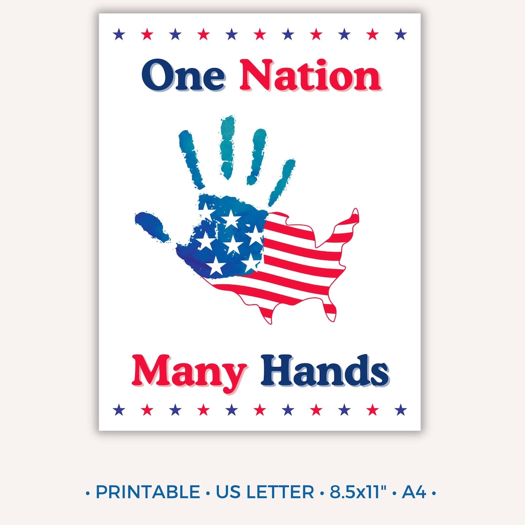 Patriotic Handprint Printable Craft, Labor Day Handprint Art, Workers ...