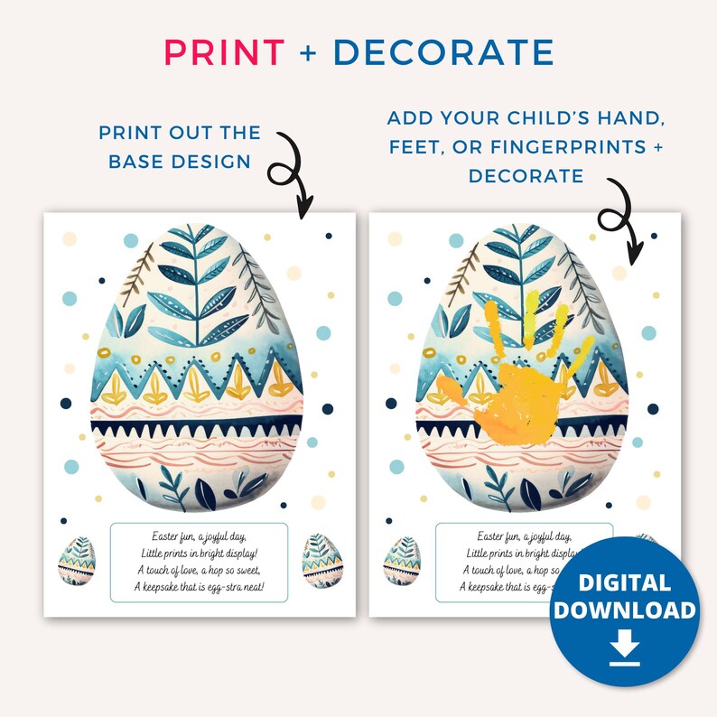 Easter Handprint Art, DIY Printable Craft for Kids, Toddler Keepsake ...