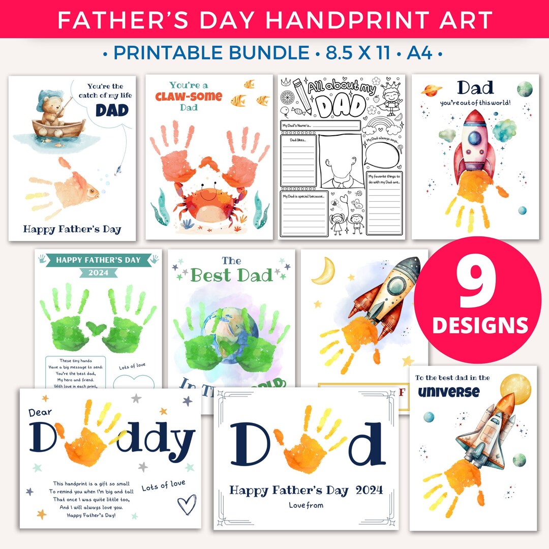 Fathers Day Handprint Printable Craft, Fathers Day Handprint Art, DIY ...