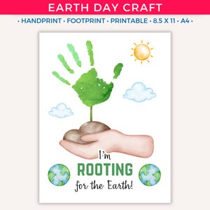 Earth Day Handprint Art Craft, Printable Earth Day Craft Activity for ...