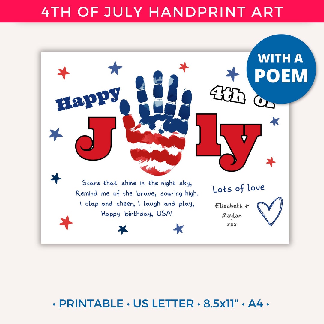 4th of July Handprint Printable Craft, 4th of July Handprint Art ...