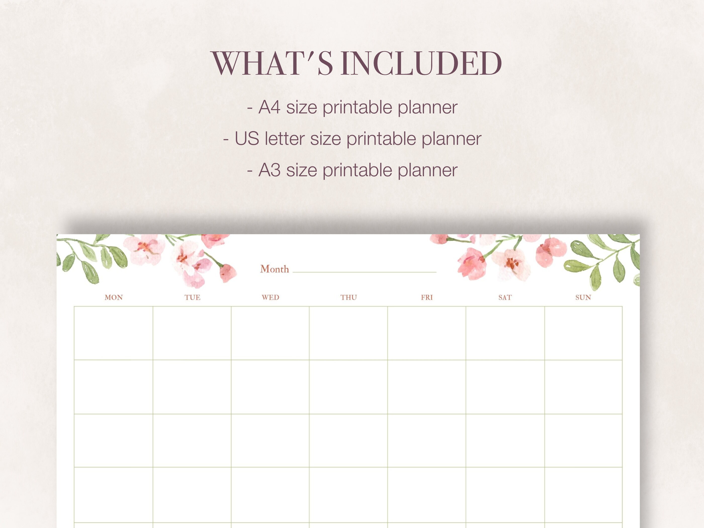 Undated Monthly Planner Printable, Printable Desk Monthly Planner ...