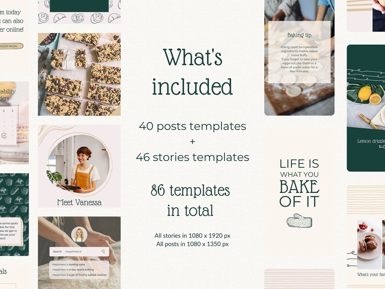 86 Bakery Instagram Post and Bakery Instagram Stories Template, Canva ...