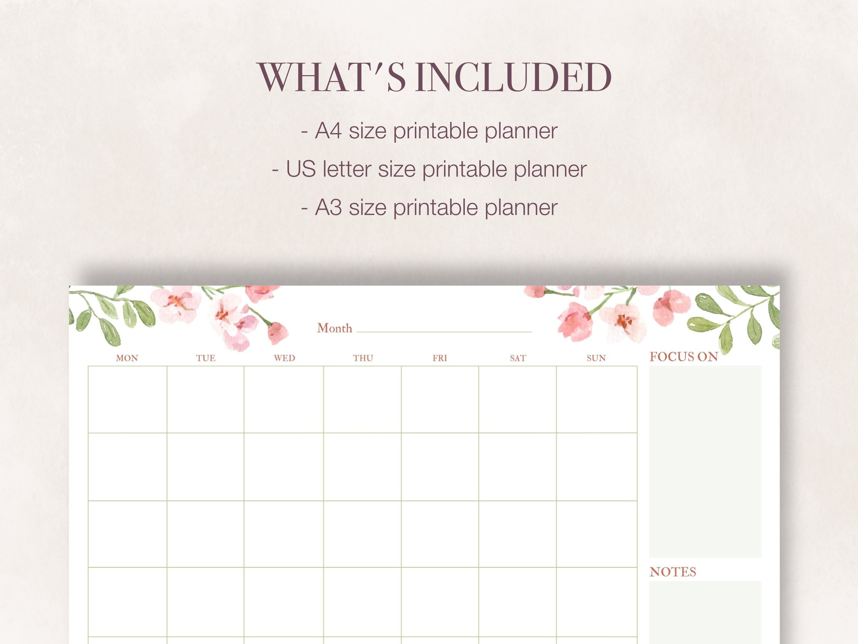 Undated Monthly Planner Printable, Printable Desk Monthly Planner ...